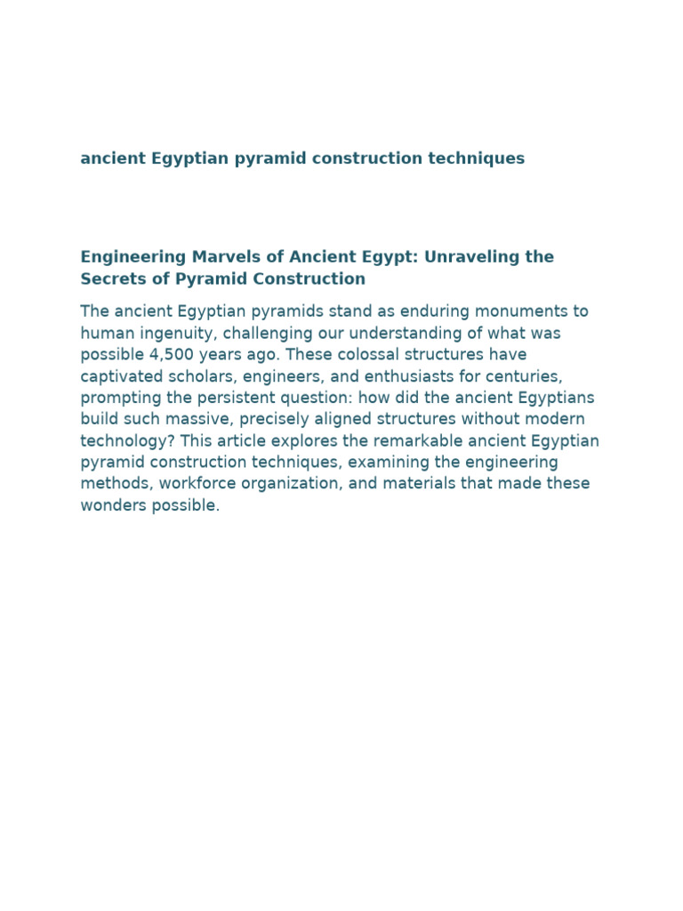 Egyptian Pyramid Construction Techniques | PDF | Egyptian Pyramids ...