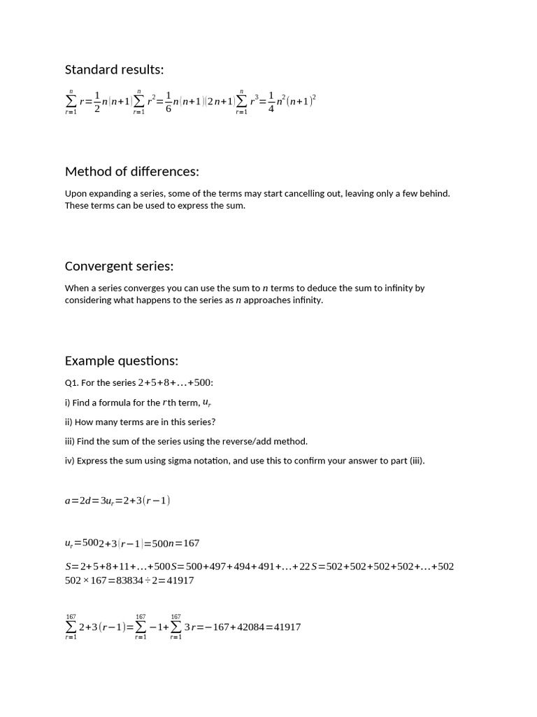 CH 3 - Summation of Series | PDF | Summation | Mathematical Notation