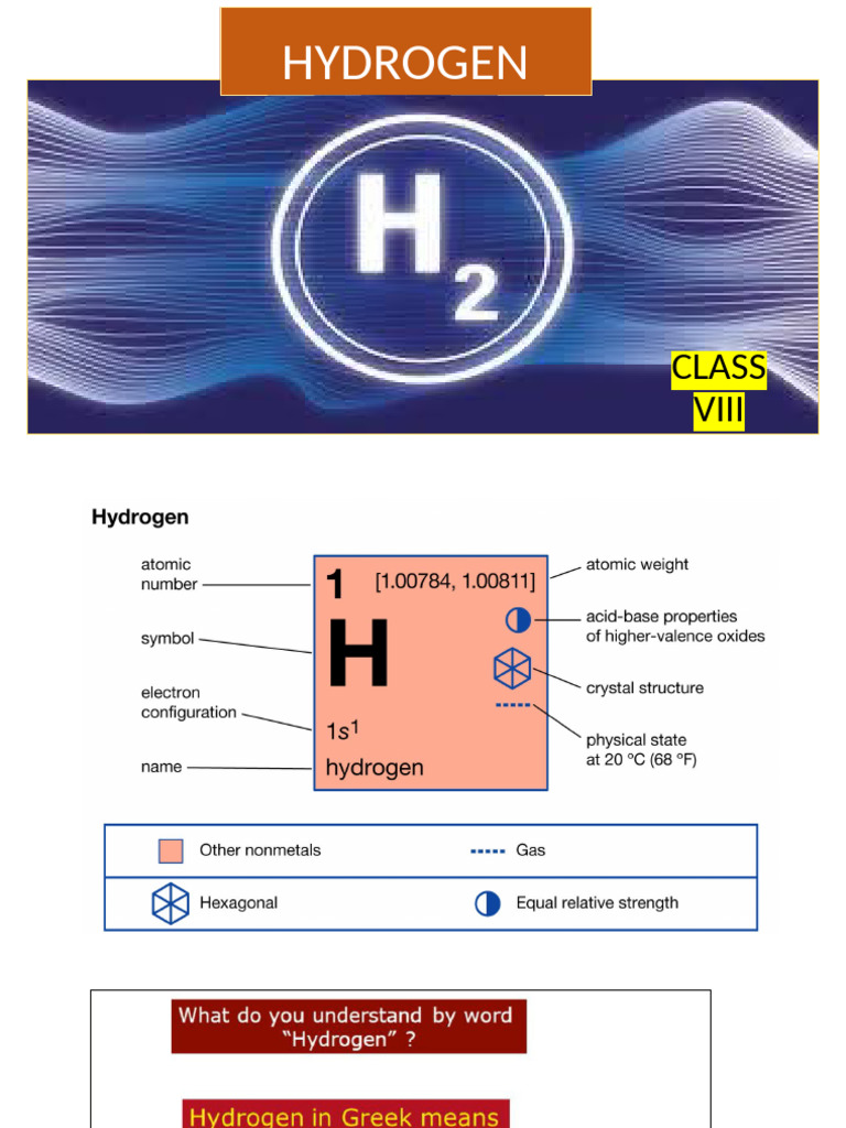 Hydrogen Class VIII | PDF