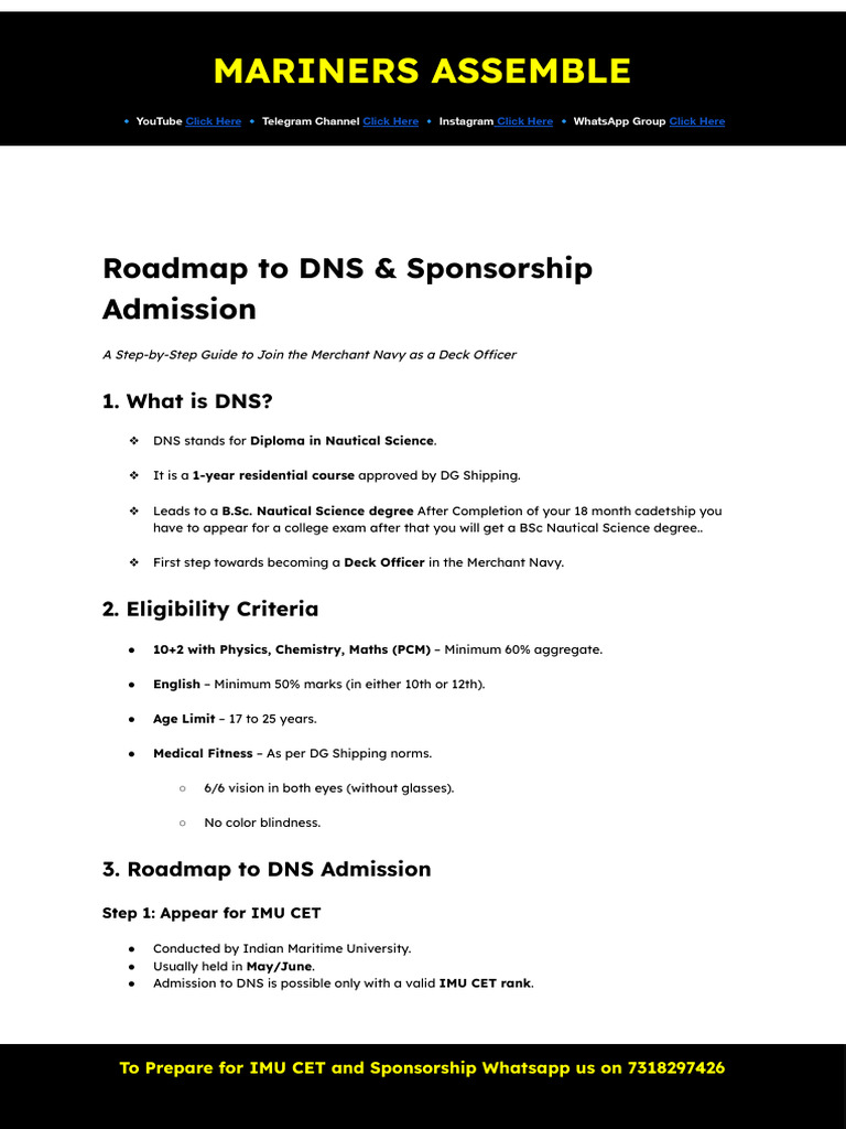 DNS Course Admission & Sponsorship Guide | PDF
