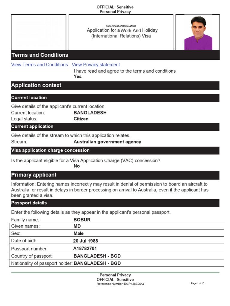 A18782701 MD Bobur Application Form | PDF | Identity Document | Passport