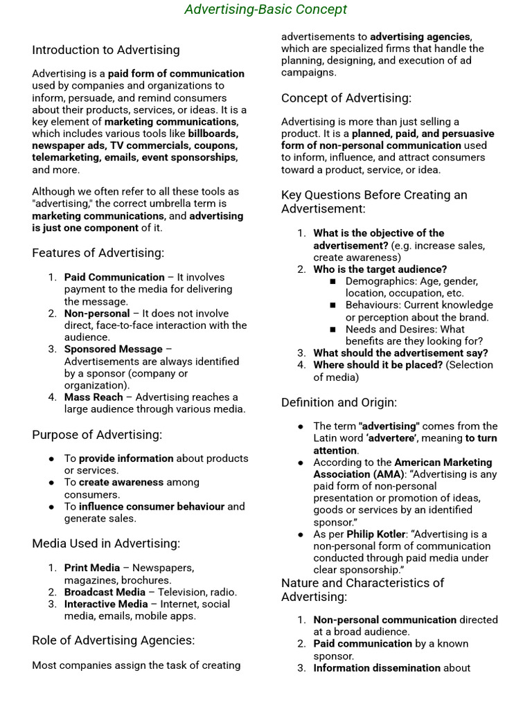 Understanding Advertising Basics | PDF | Advertising | Marketing ...