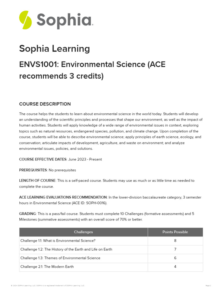 Sophia Copy of Environmental Science Syllabus | PDF | Ecology ...