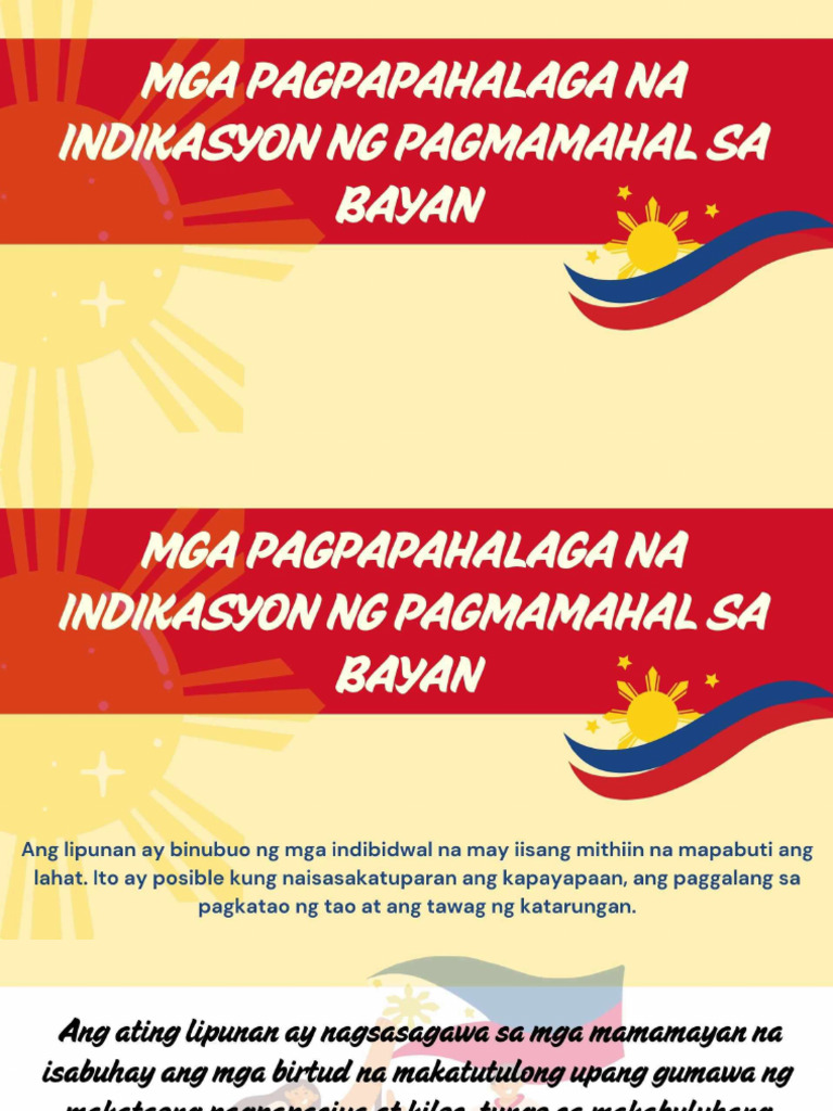 Mga Pagpapahalaga Na Indikasyon NG Pagmamahal Sa Bayan | PDF