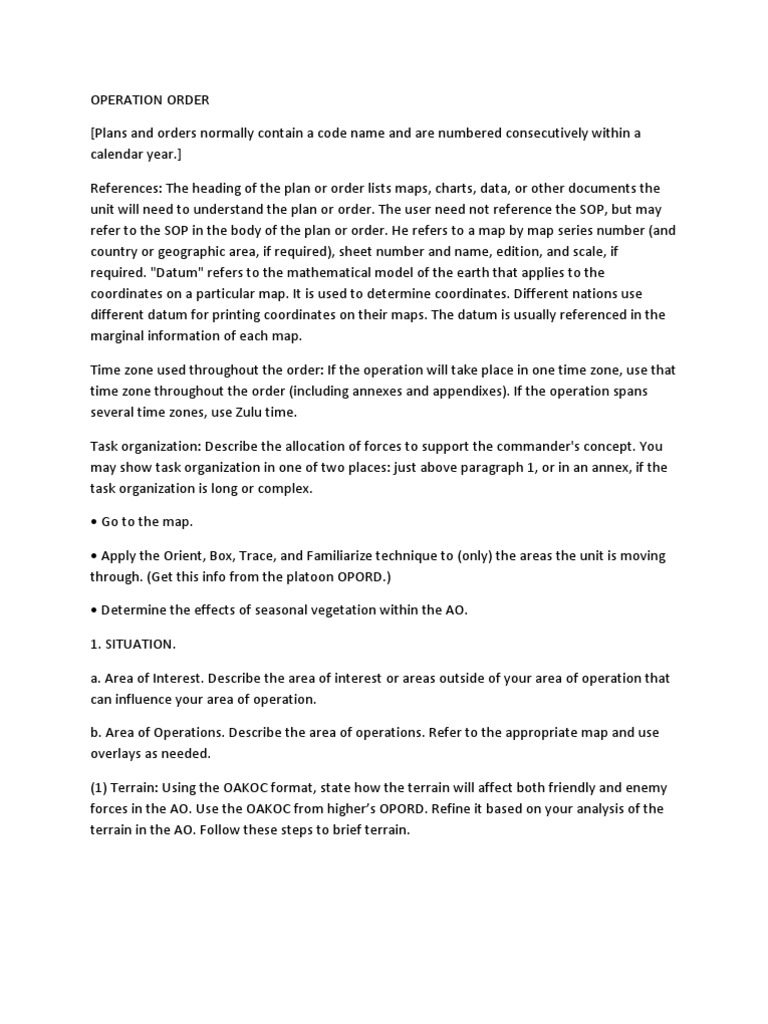 Opord Frag Format | Map | Command And Control