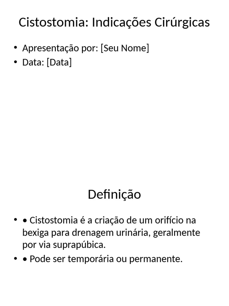 Indicações para Cistostomia Cirúrgica | PDF