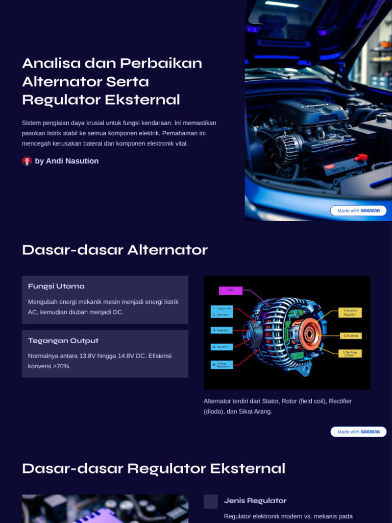 Analisa Dan Perbaikan Alternator Serta Regulator Eksternal | PDF