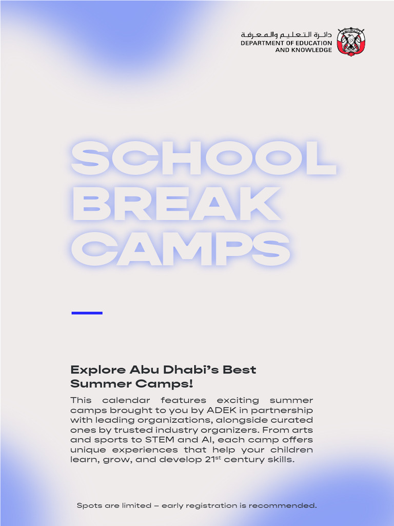 ADEK School Break Camps Summer 2025 | PDF | United Arab Emirates