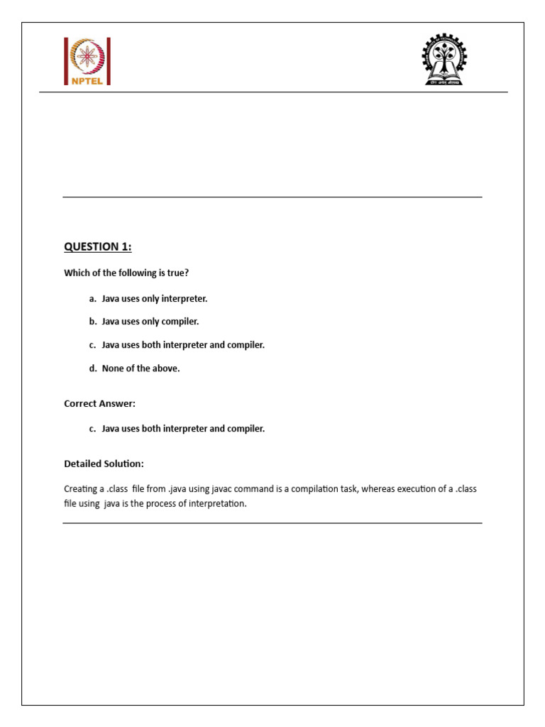 NPTEL Java Programming Assignment 2025 | PDF | Method (Computer Programming) | Class (Computer ...