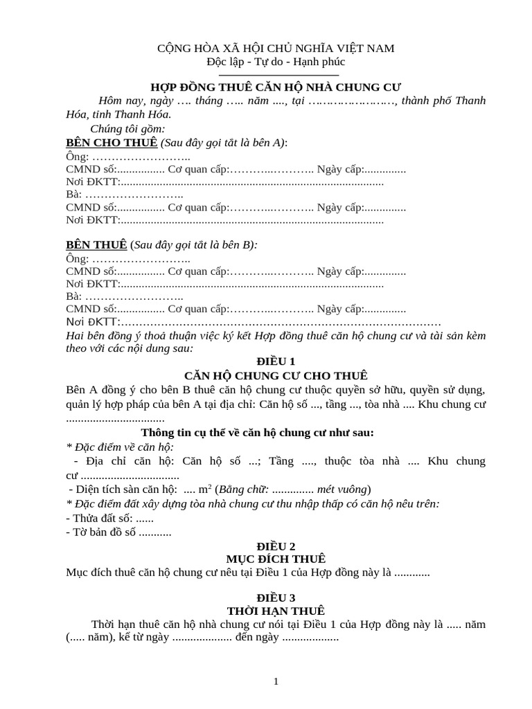 HD Thue Chung Cu - 2704153613 | PDF