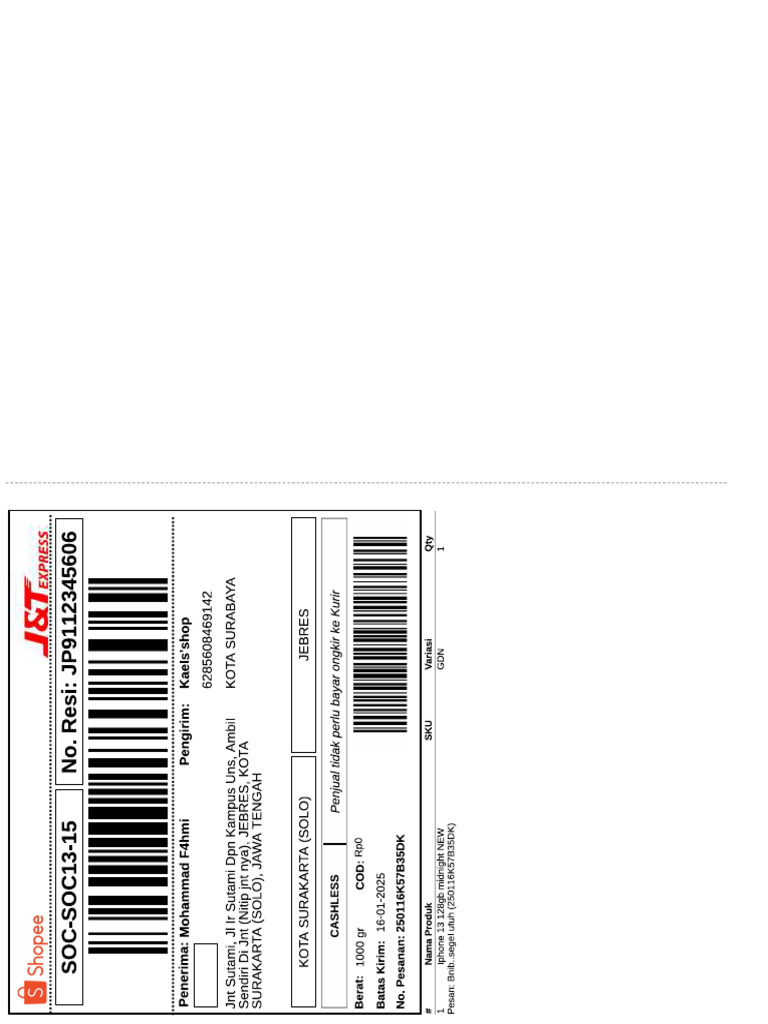 Label Kirim Shopee 1 | PDF