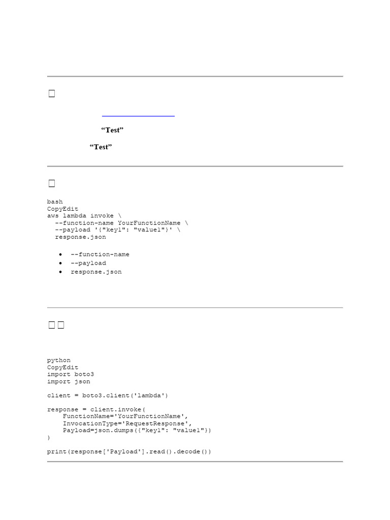 Triggering AWS Lambda Functions Manually | PDF