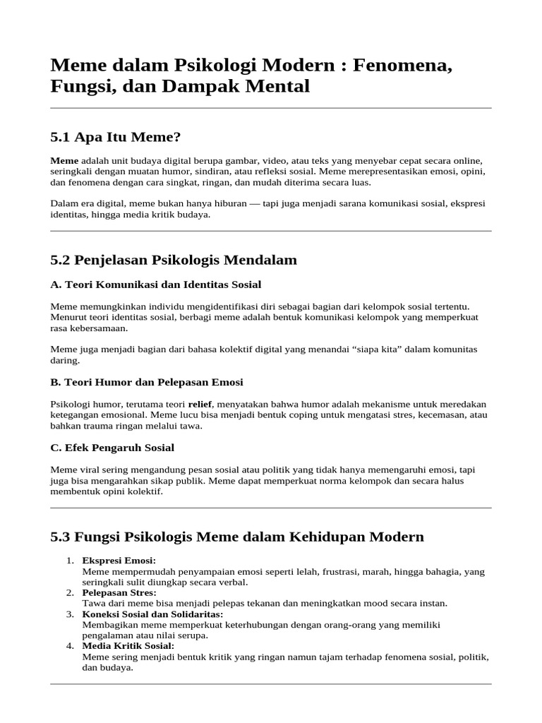 Psikologi dan Fungsi Meme Modern | PDF