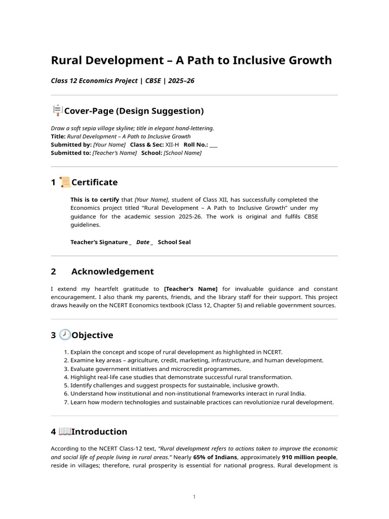 Rural Development Project Class 12 Guide | PDF | Economies | Agriculture
