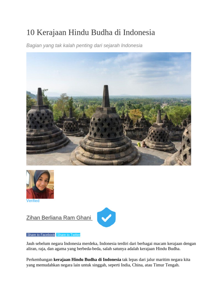 10 Kerajaan Hindu Budha Di Indonesia | PDF