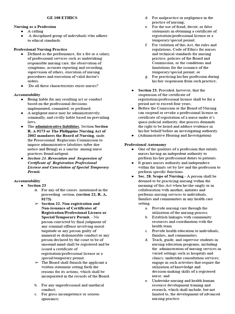 Ge 108 Ethics (Midterm) 2nd Sem | PDF | Nursing | Altruism