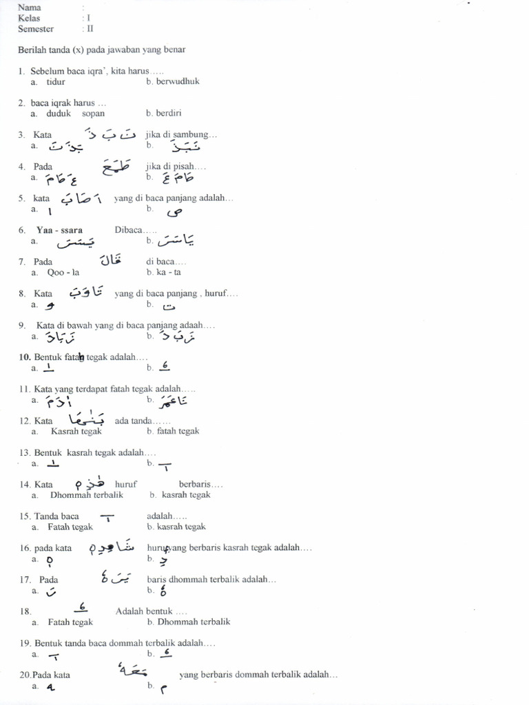Soal BTQ Semester 2 | PDF