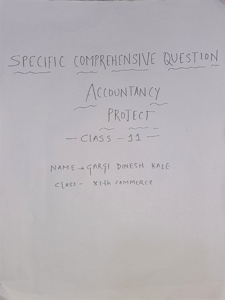 Class 11 Comprehensive Accounts Project | PDF