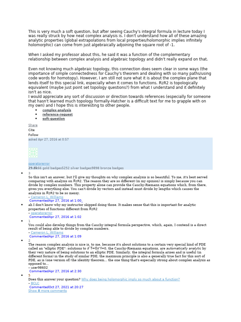 Topology Complex analysis | PDF | Complex Analysis | Holomorphic Function