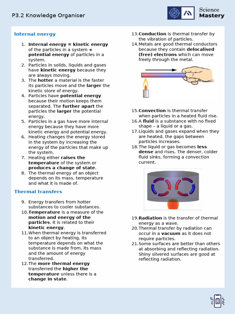 P3.2 Knowledge Organiser | PDF | Heat | Heat Capacity
