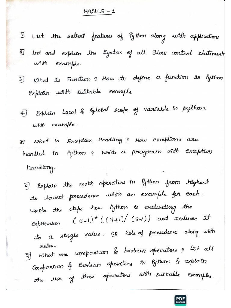 Module 2 Python Imp Questions | PDF