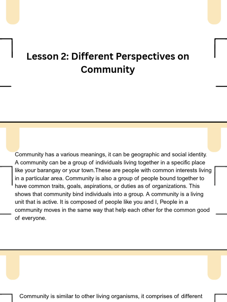 Lesson 2 Different Perspectives On Community | PDF | Social Sciences ...