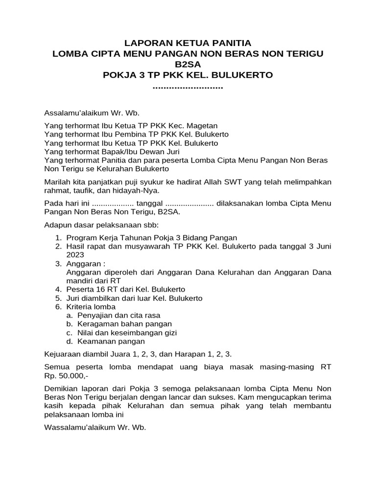 Laporan Ketua Panitia | PDF