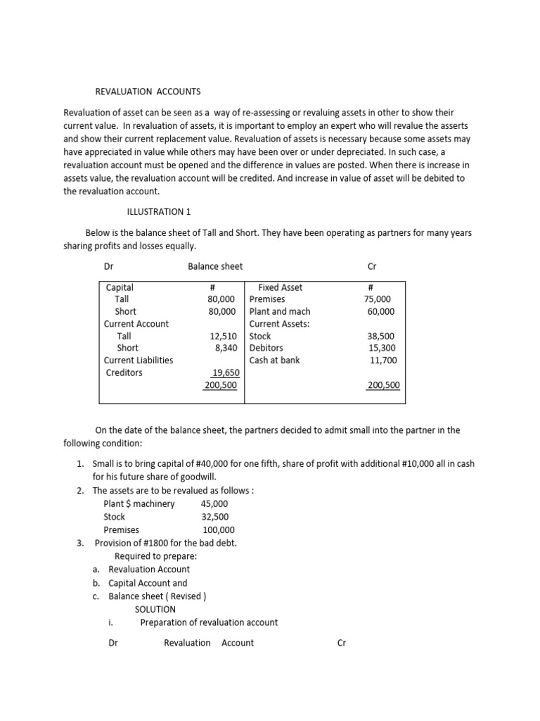Revaluation Account Preparation Guide | PDF | Balance Sheet | Money