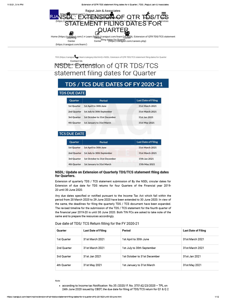 TDS and TCS Due Dates | PDF | Taxes | Government Finances