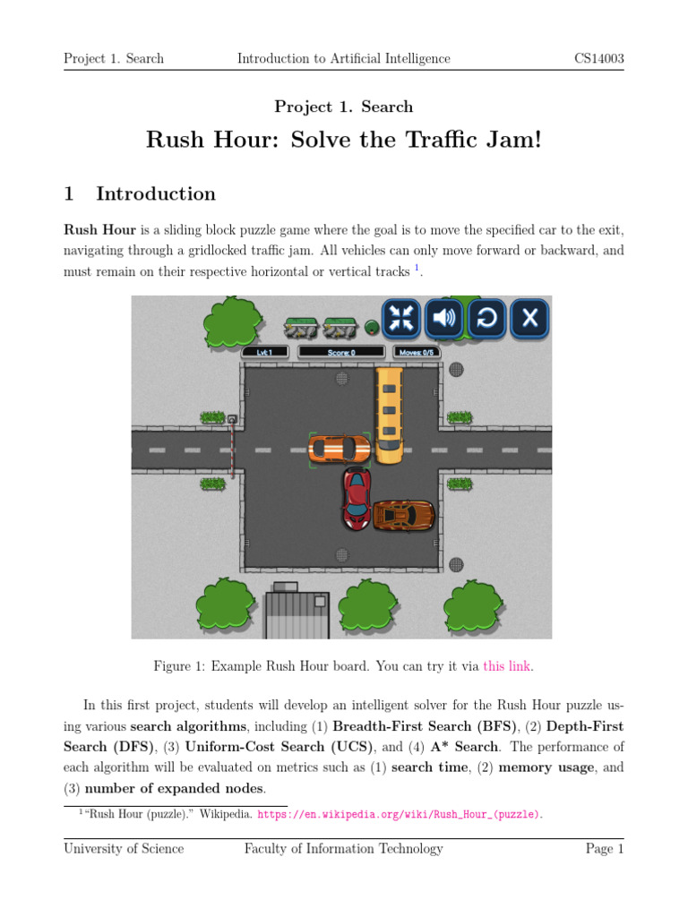 Rush Hour Puzzle Solver Project | PDF | Computing