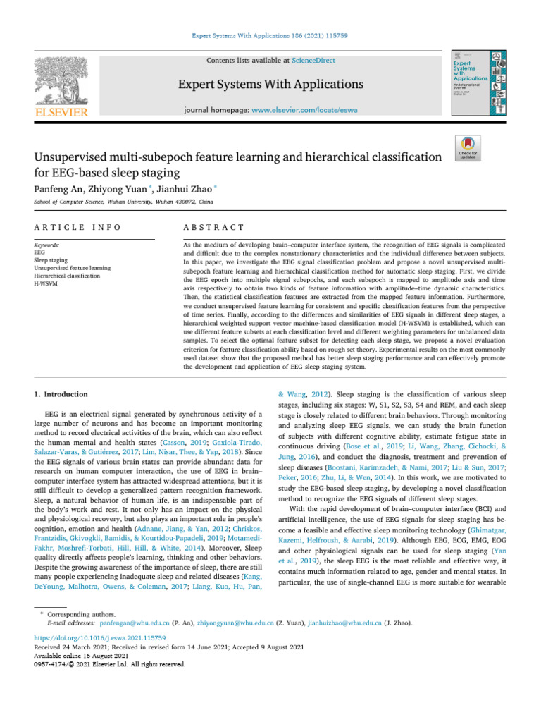 Unsupervised Multi-Subepoch Feature Learning and Hierarchical Classification For EEG-based Sleep ...