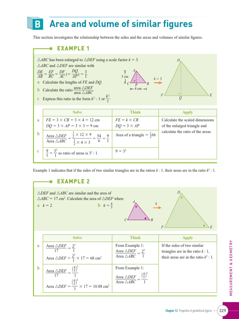 Area and Volume of Similar Figures | PDF | Area | Ratio