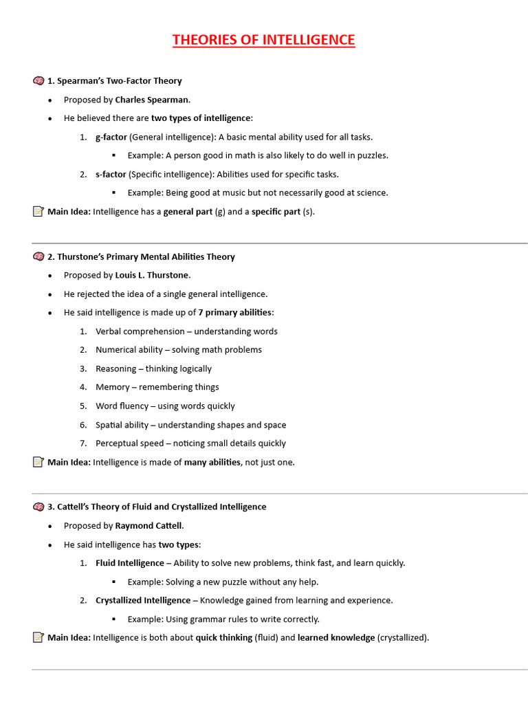 Theories of Intelligence | PDF | Intelligence | Emotional Intelligence