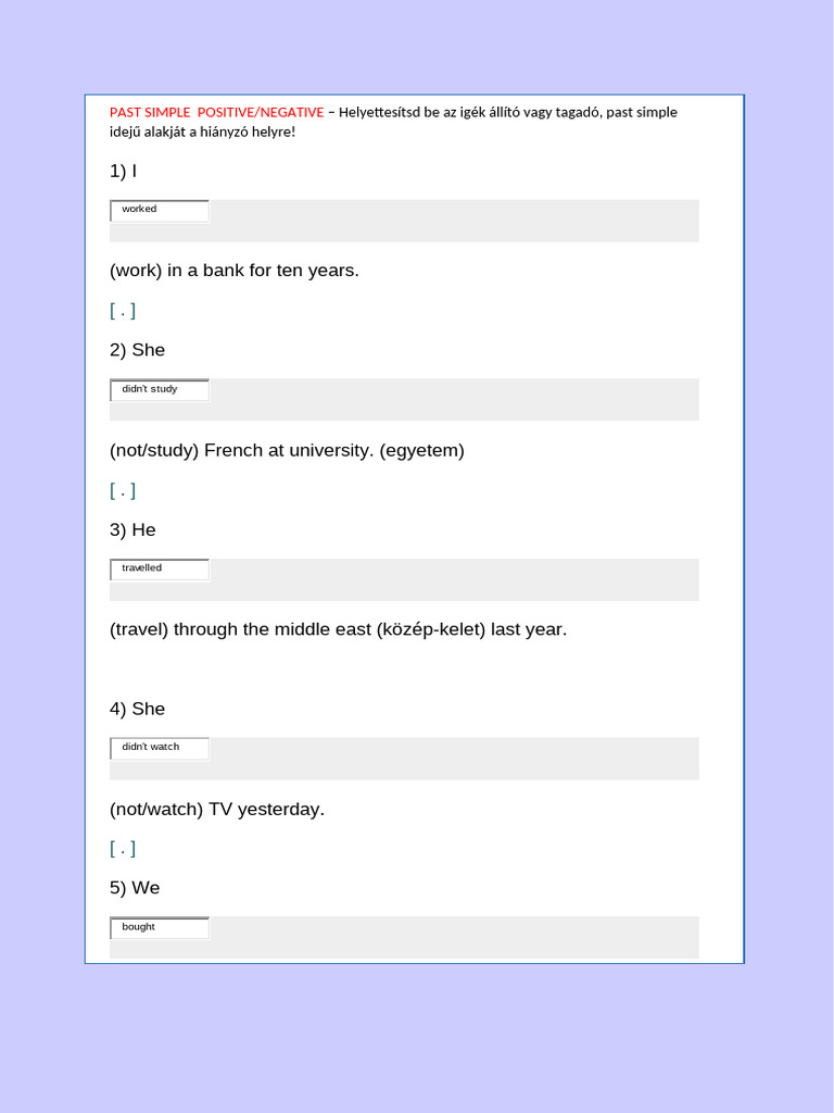 11.27 Past Simple Negative - Positive - Questions | PDF