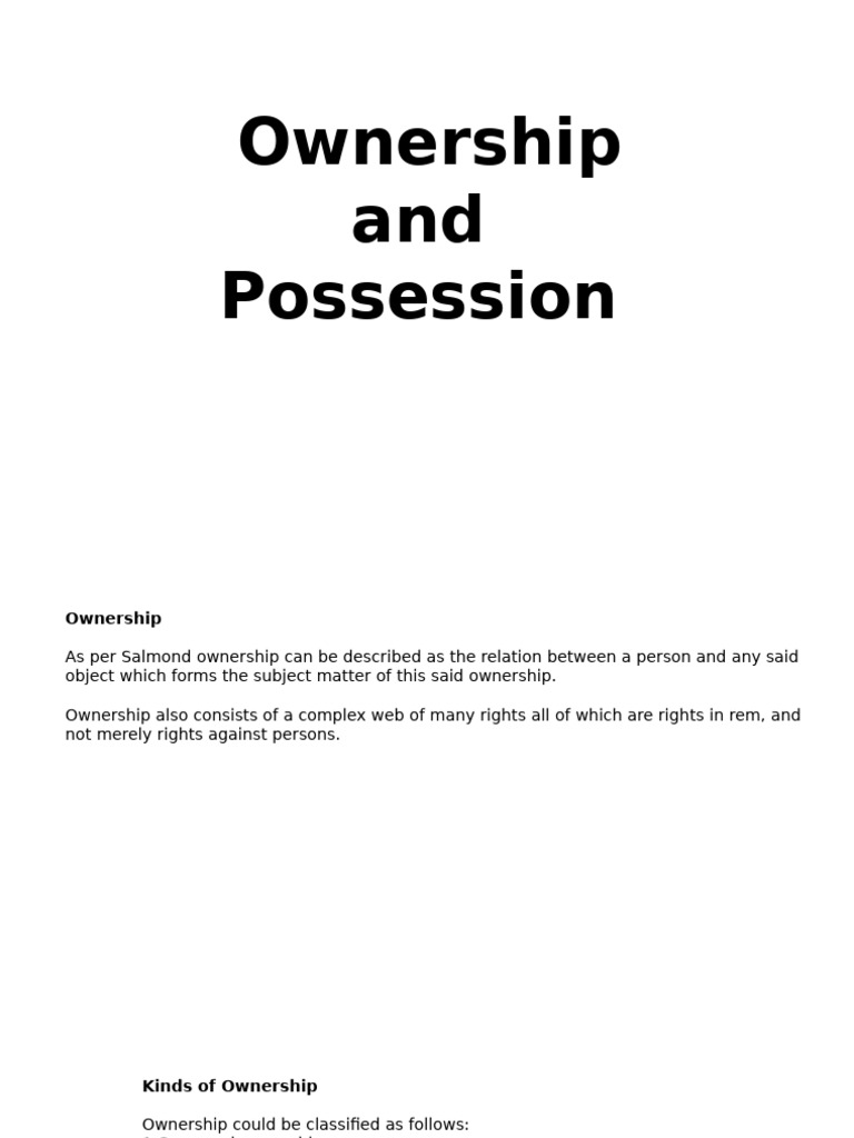 Understanding Ownership and Possession | PDF | Ownership | Property