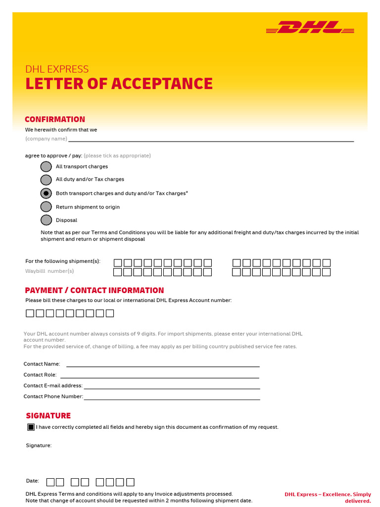 DHL LOA Form Submission Confirmation | PDF