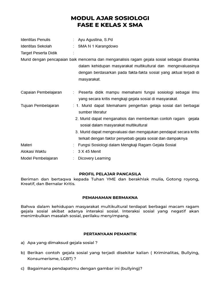 Ayu Agustina - Modul Ajar (Template) | PDF