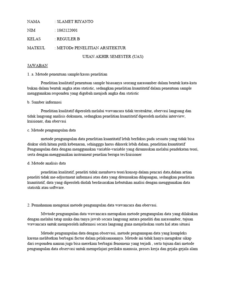 Slamet Riyanto - Metode Penelitian Arsitektur | PDF