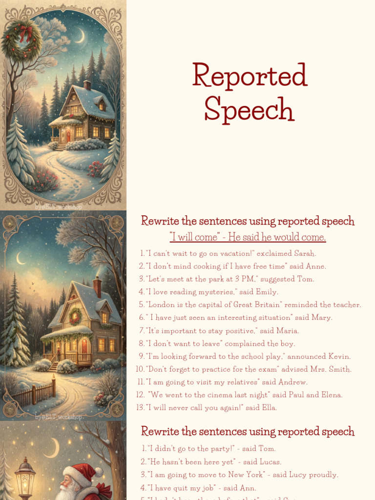 Reported Speech by@ELT - Workshop | PDF | Harry Potter