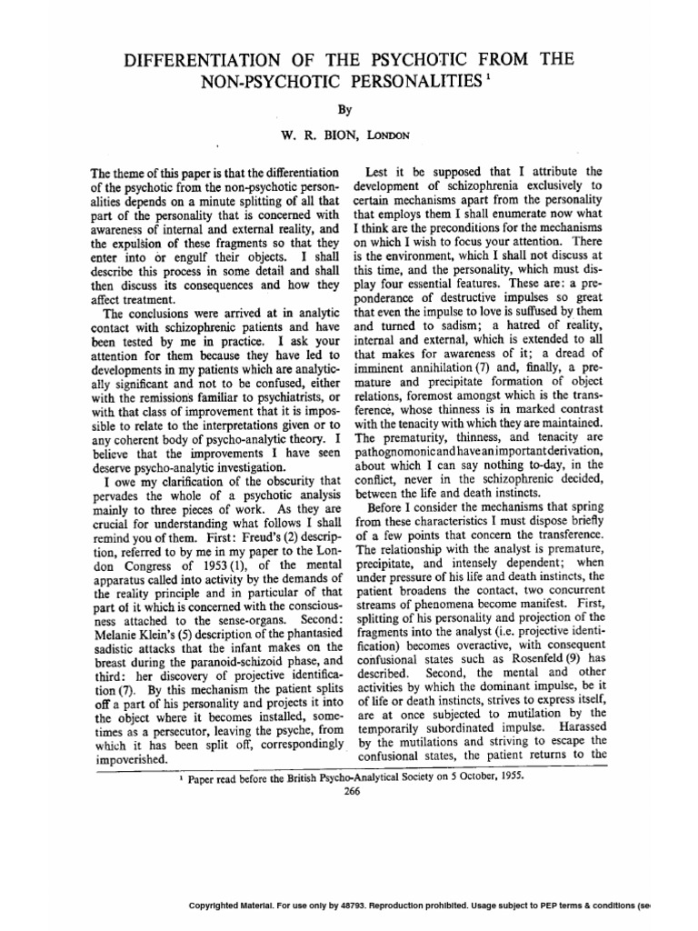 Differentiating Psychotic Personalities | PDF | Psychoanalysis ...