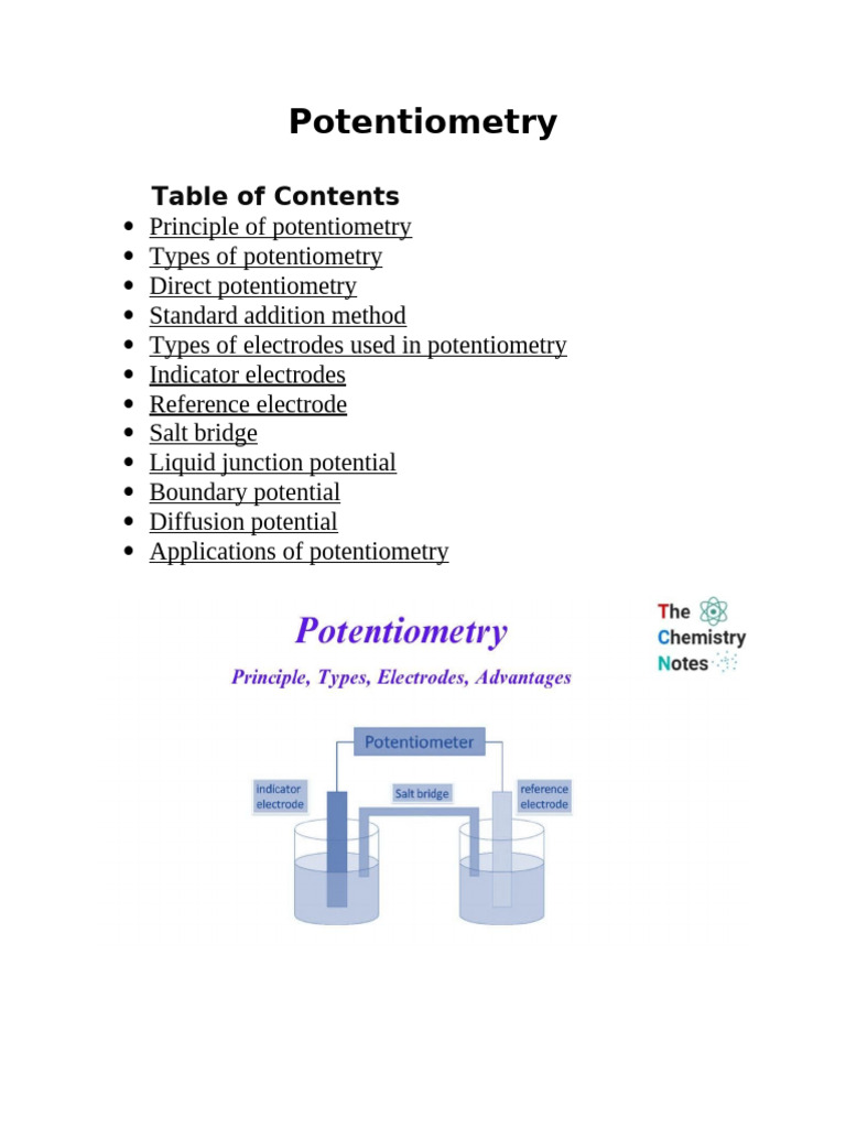 Overview of Potentiometry Techniques | PDF | Ion | Ion Exchange