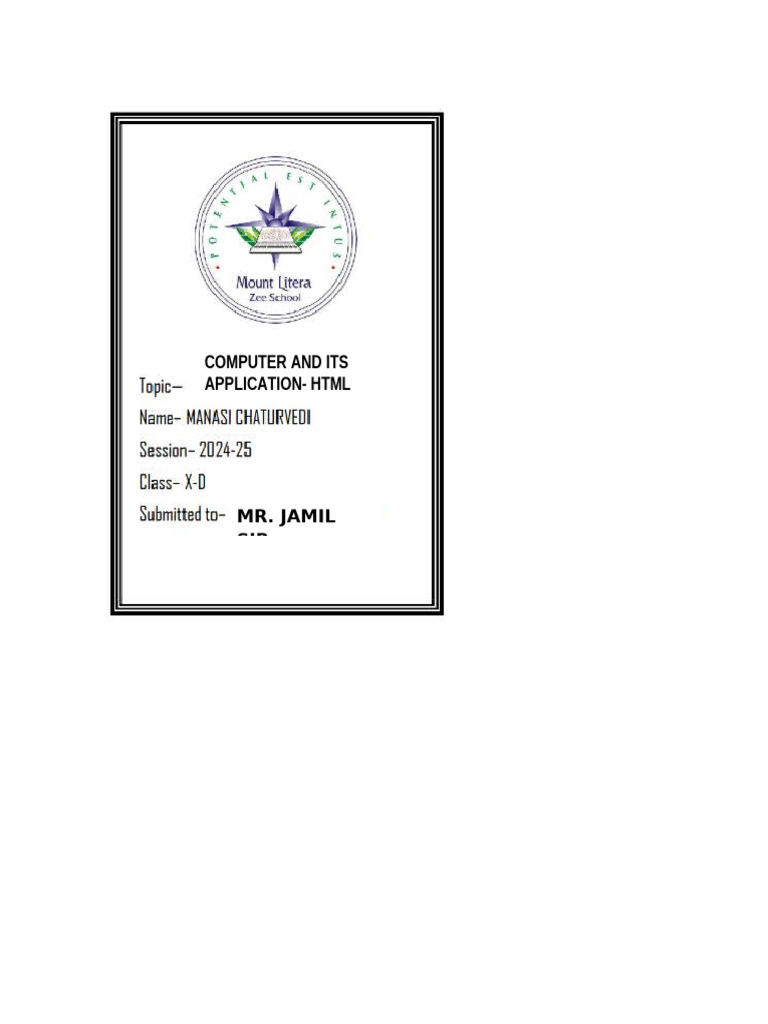 Computer and Its Application-Html: Mr. Jamil SIR | PDF