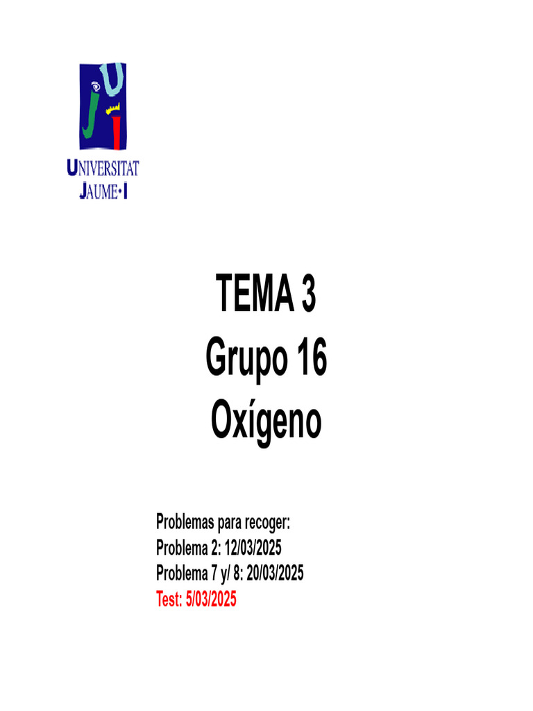 Química Descriptiva de Los Elementos Del Grupo 16. Parte I Oxígeno ...