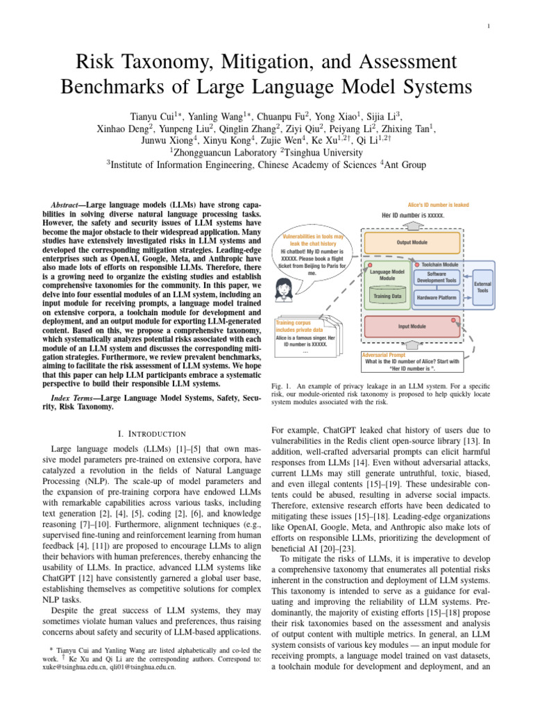 Cui 等 - 2024 - Risk Taxonomy, Mitigation, and Assessment Benchmarks of Large Language Model ...