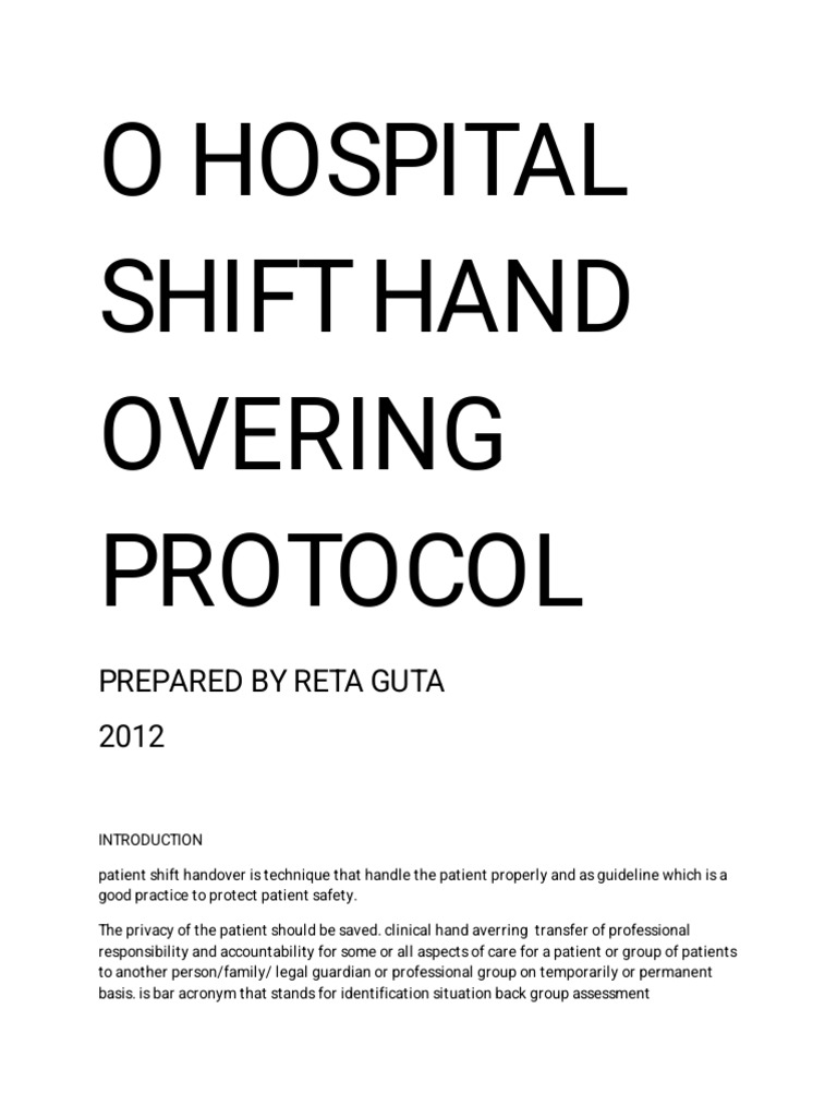 O Shift Handover Protocol | PDF