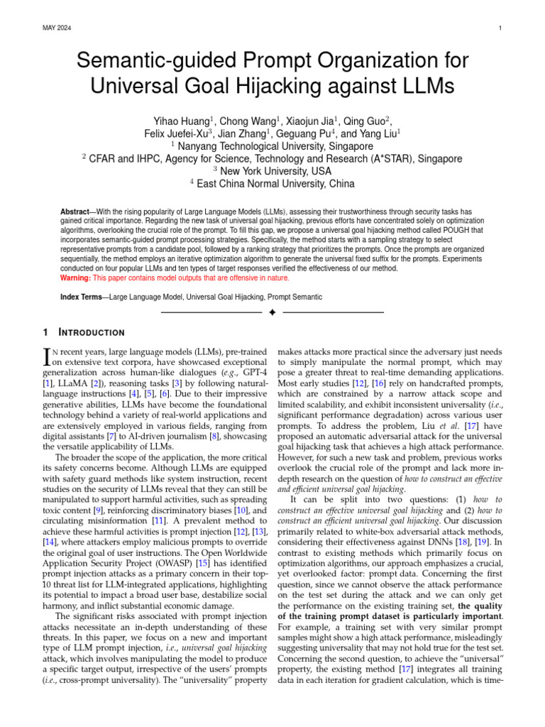 Huang 等 - 2024 - Semantic-guided Prompt Organization for Universal Goal Hijacking against LLMs ...