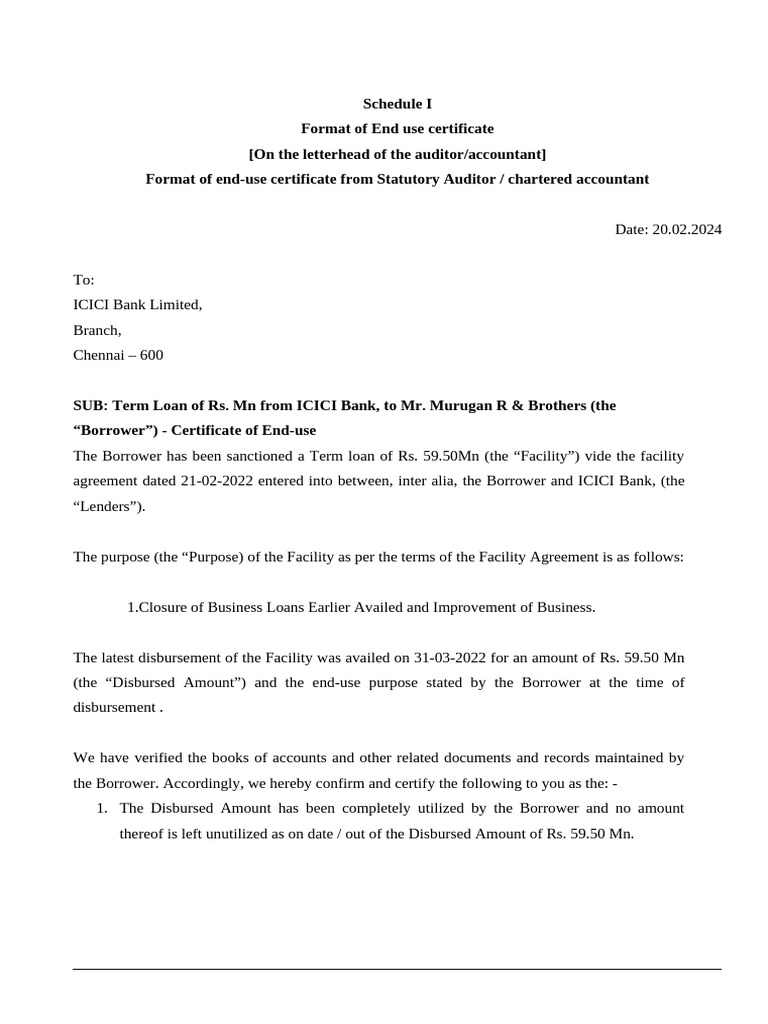 End Use Certificate Formatted | PDF