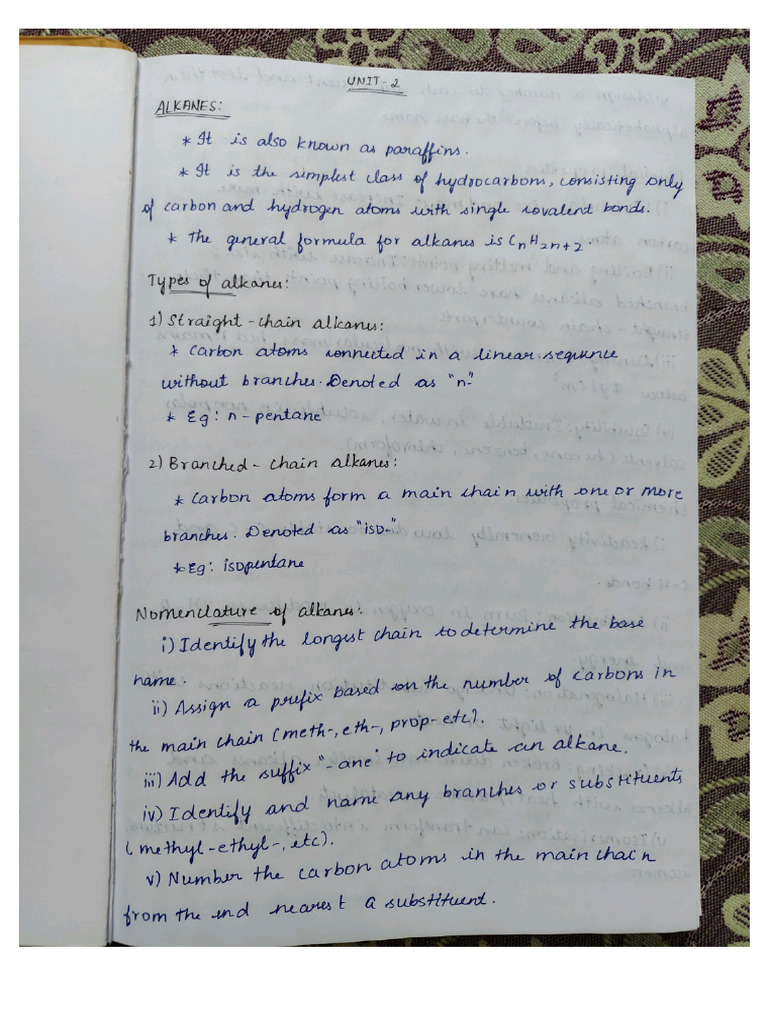 Poc Unit 2 Alkanes Notes | PDF
