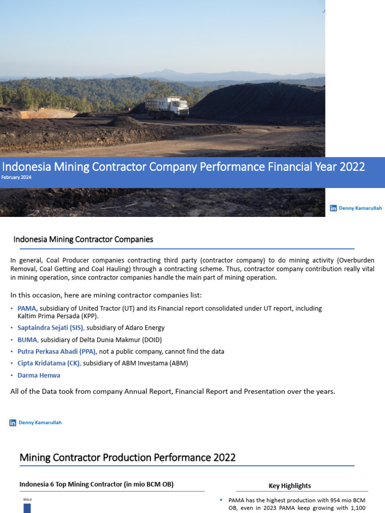Indonesia Mining Contractors Performance FY2022 | PDF | Mergers And ...