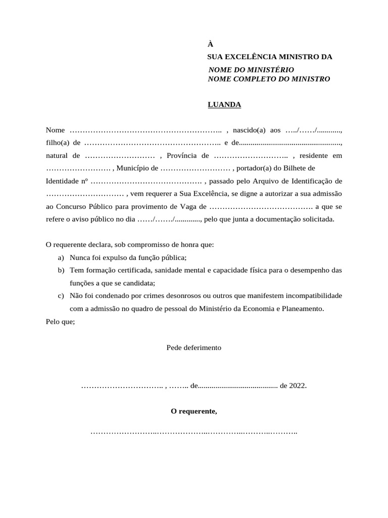 Requerimento para Concurso Público | PDF